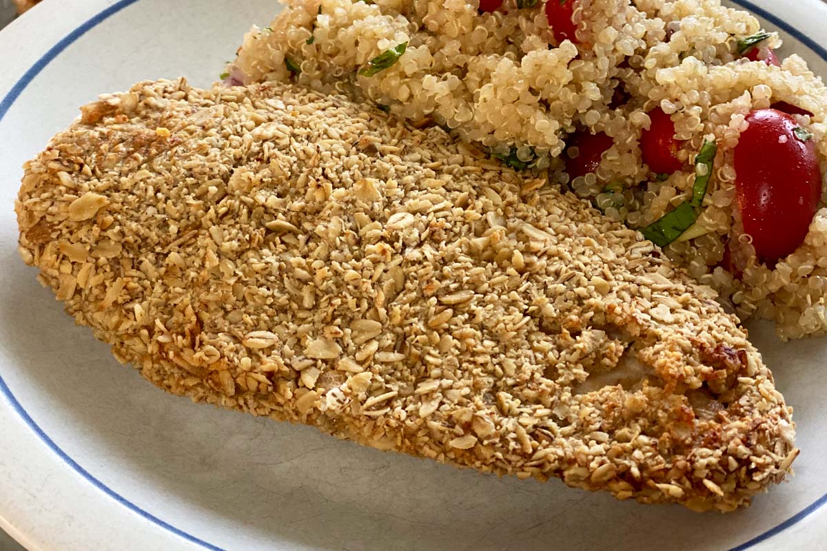 Air fryer crispy oat-crusted chicken breasts - Common Grains